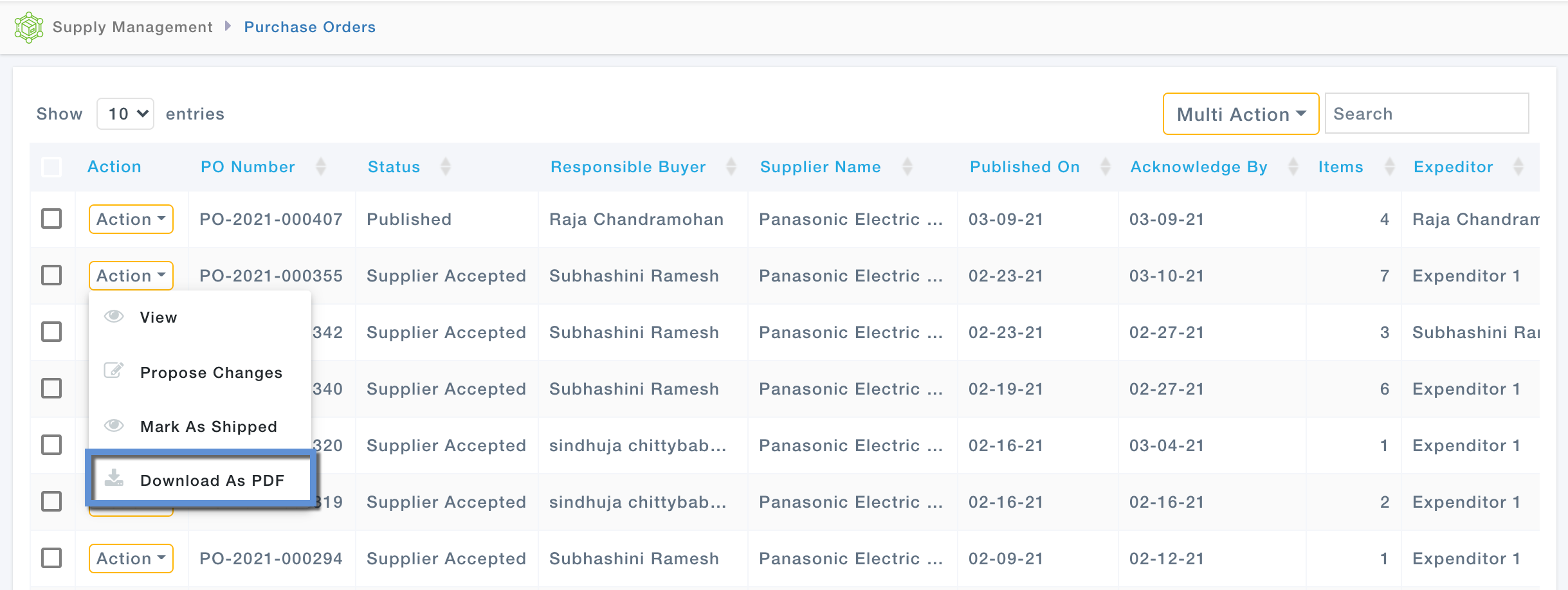 Download Purchase Order PDF - MeRLIN Help